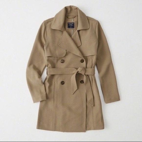 Abercrombie & Fitch | Jackets & Coats | Abercrombie Xxs Tan Beige Drapey Trench Coat | Poshmark